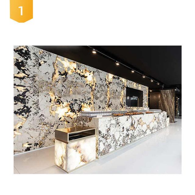 Custom Luxury Brazil Decoration Pandora Quartzite Slab Backlight Snow ...